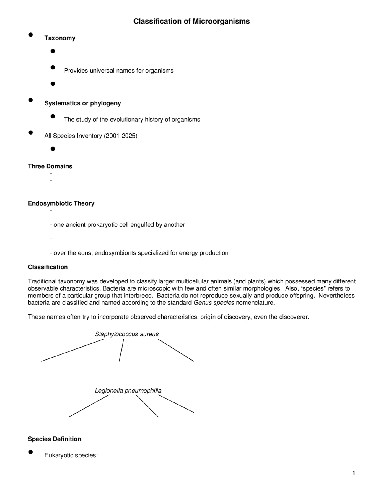 Classification of Microorganisms - Microbiology | BI 203 - Docsity