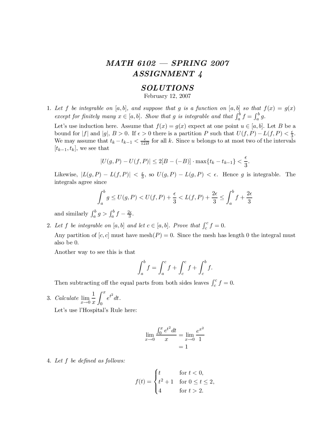 Solutions For Homework 4 Calculus From An Advanced Viewpoint Math