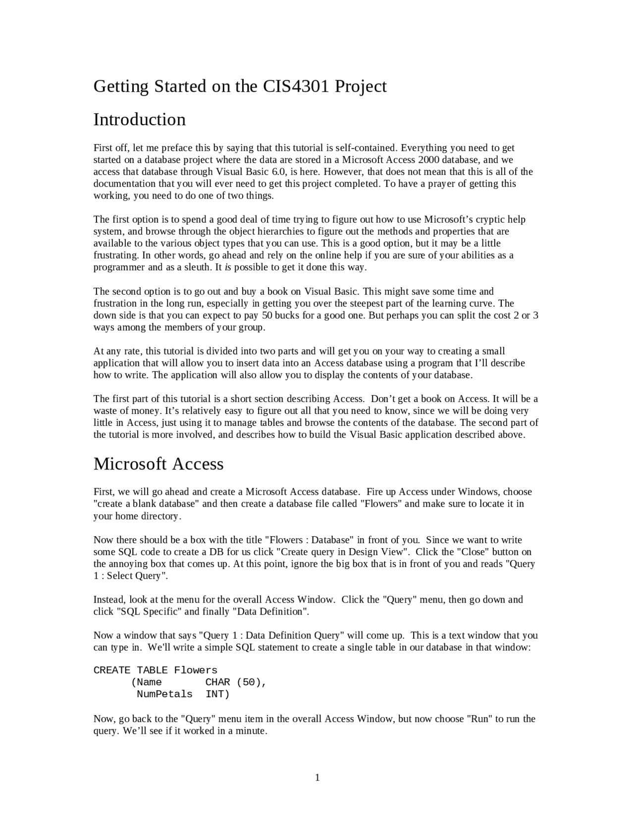 Microsoft Access Lecture Notes Database System I Cis 4301 Docsity 8977