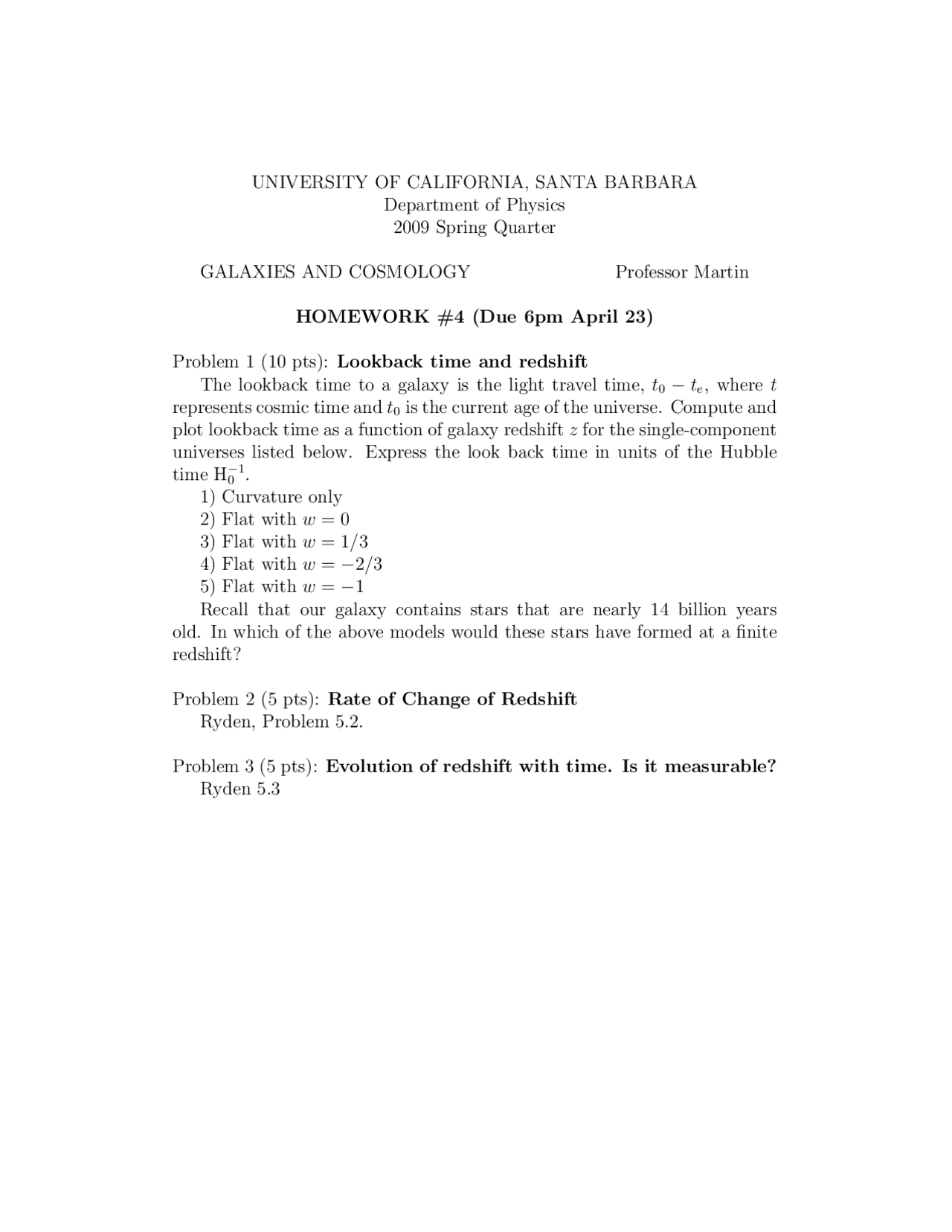 Questions On Galaxies And Cosmology Assignment 5 Phys 133 Docsity