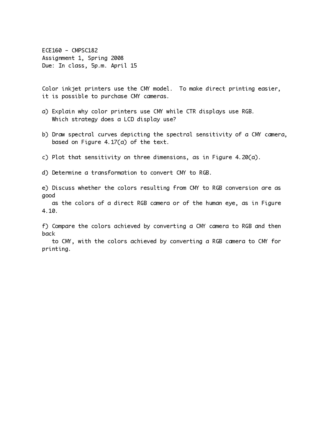 Assignment 1 Multimedia Systems Ece 160 Docsity