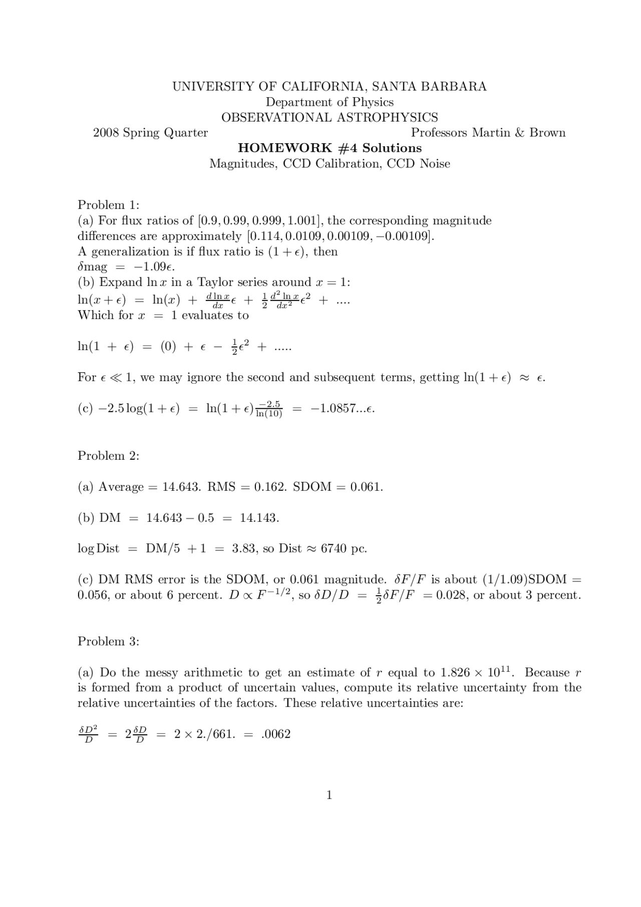 Magnitudes Ccd Calibration Ccd Noise Solutions For Homework 4