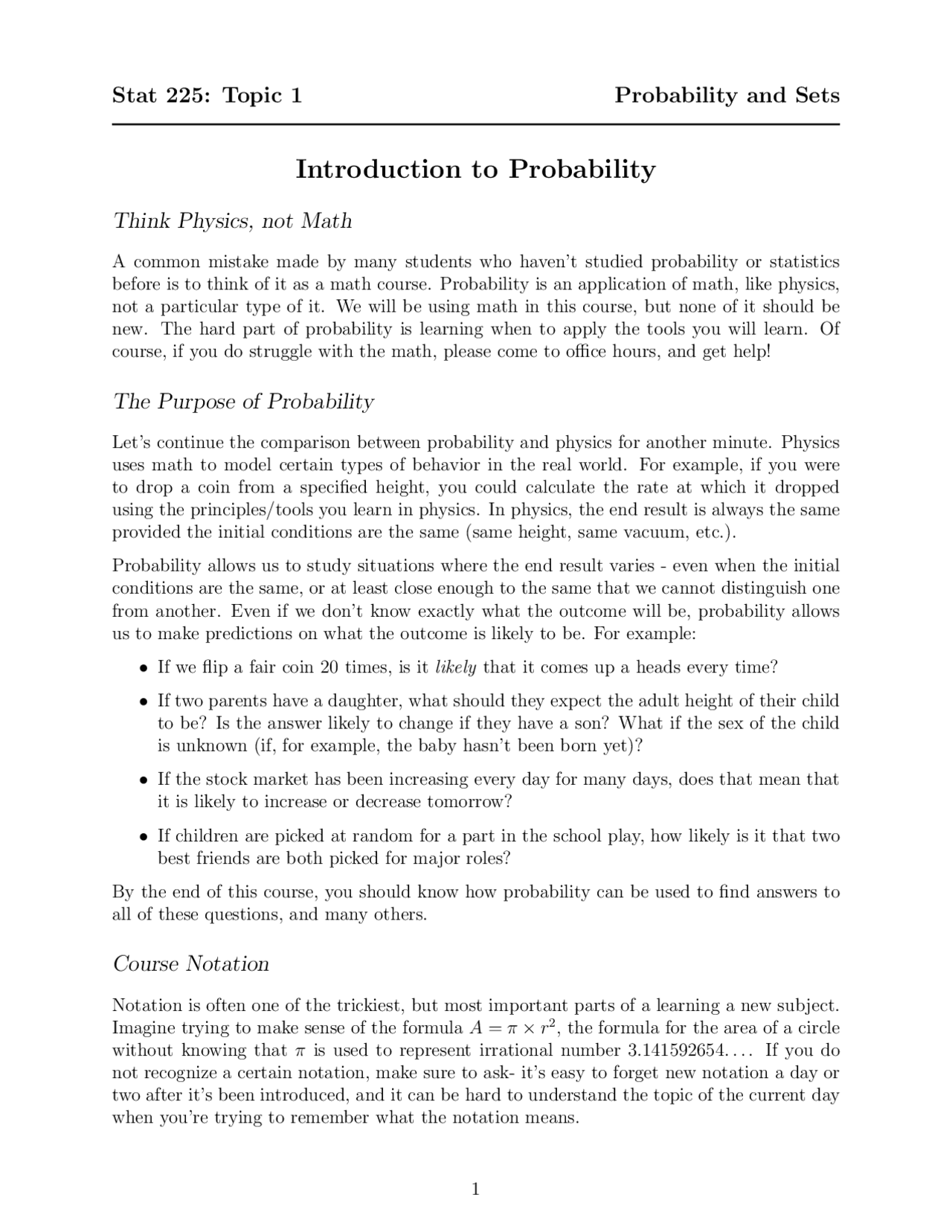 Introduction to the Probability - Review Sheet | MATH M0050 - Docsity