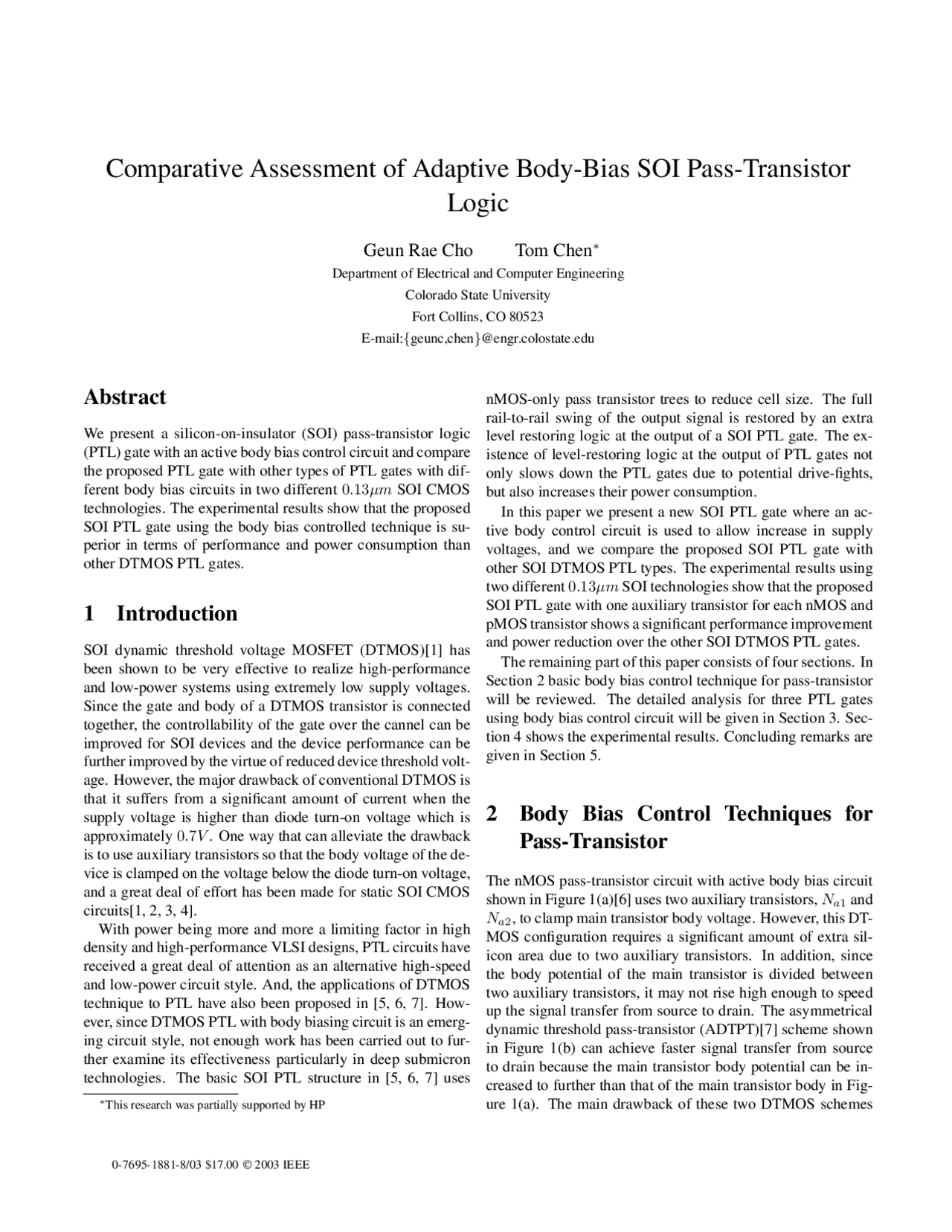 Comparative Assessment of Adaptive Body-Bias SOI Pass-Transistor Logic ...