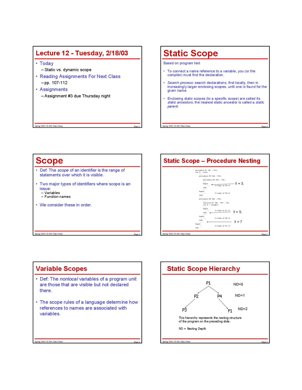 Lecture Slides On Static And Dynamic Scope Cs 403 Docsity 3429