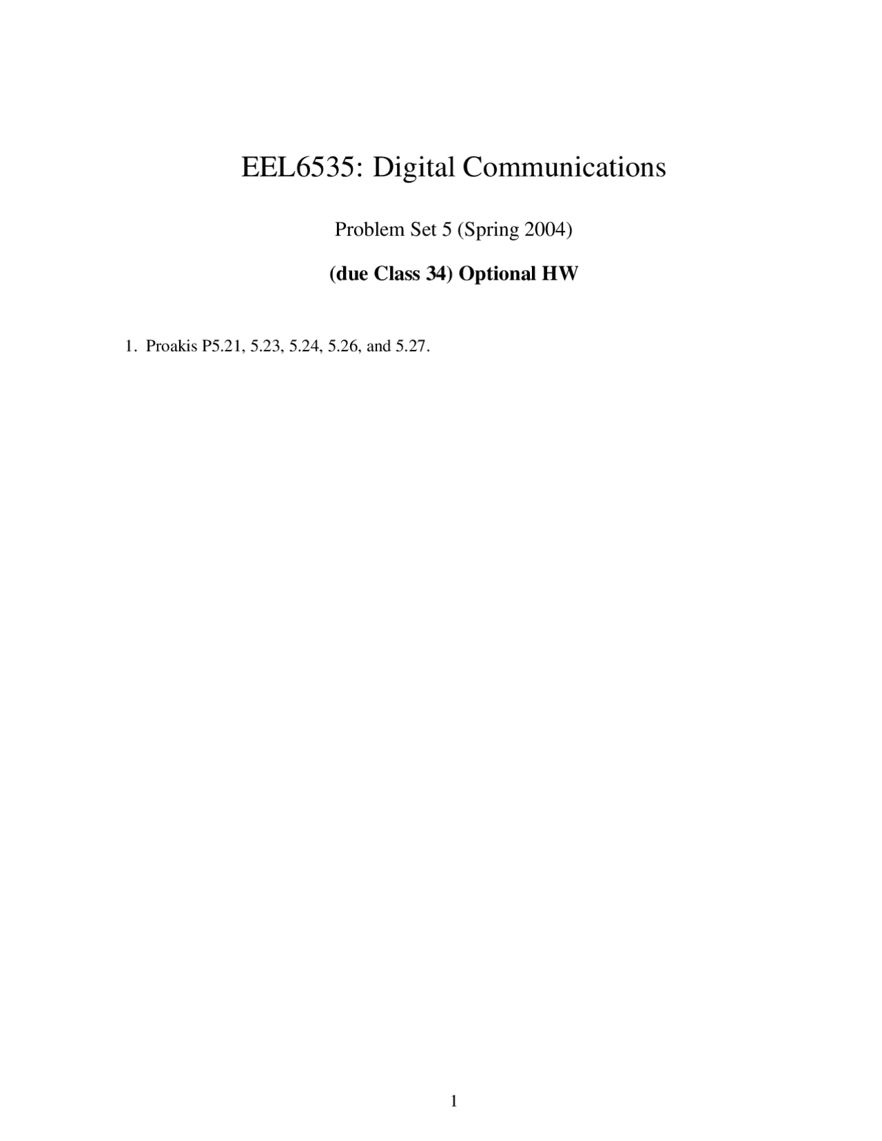 Problems On The Digital Communication Homework 5 Eel 6535 Docsity