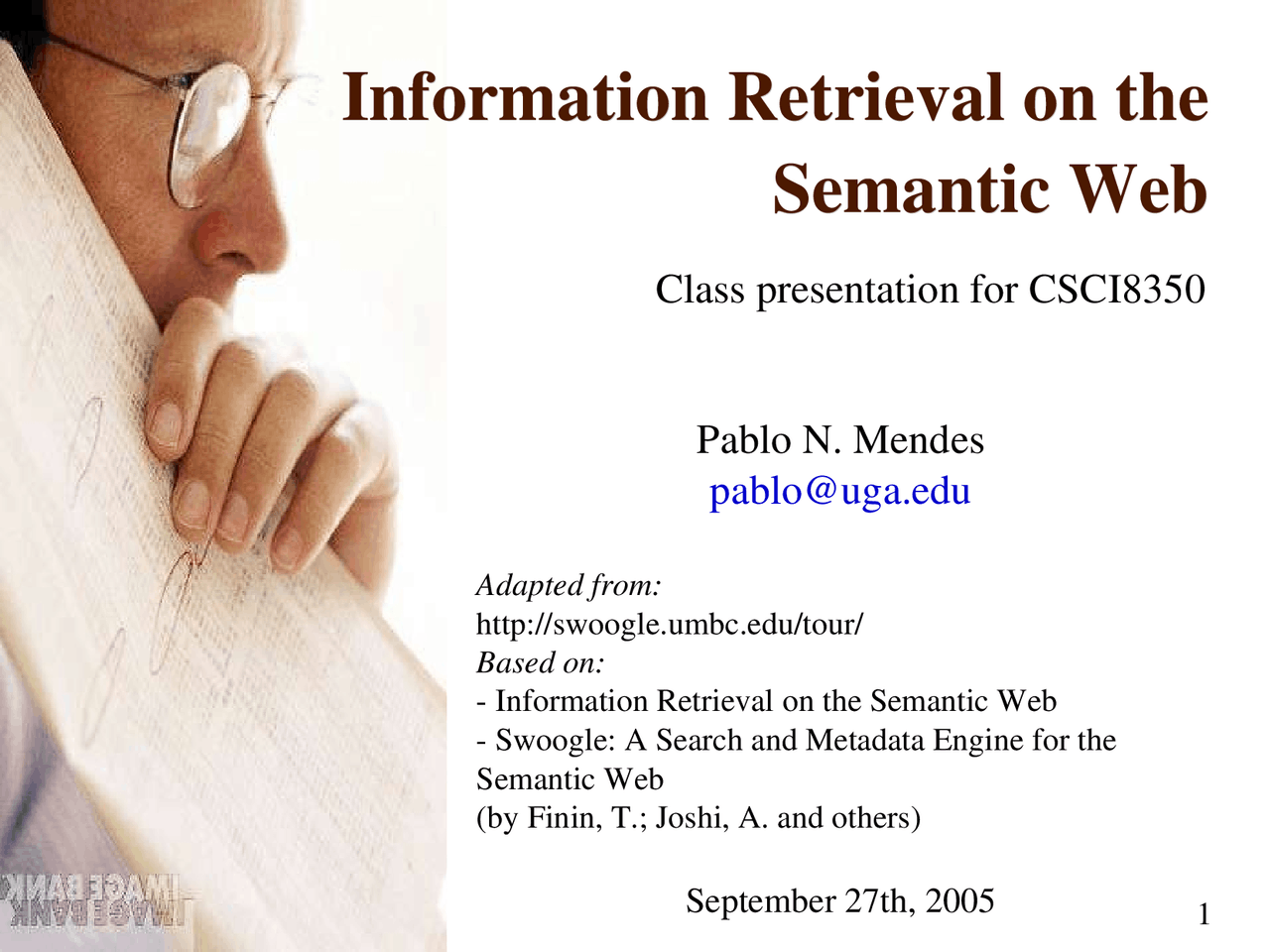 Information Retrieval On The Semantic Web Paper Csci 8350 Docsity