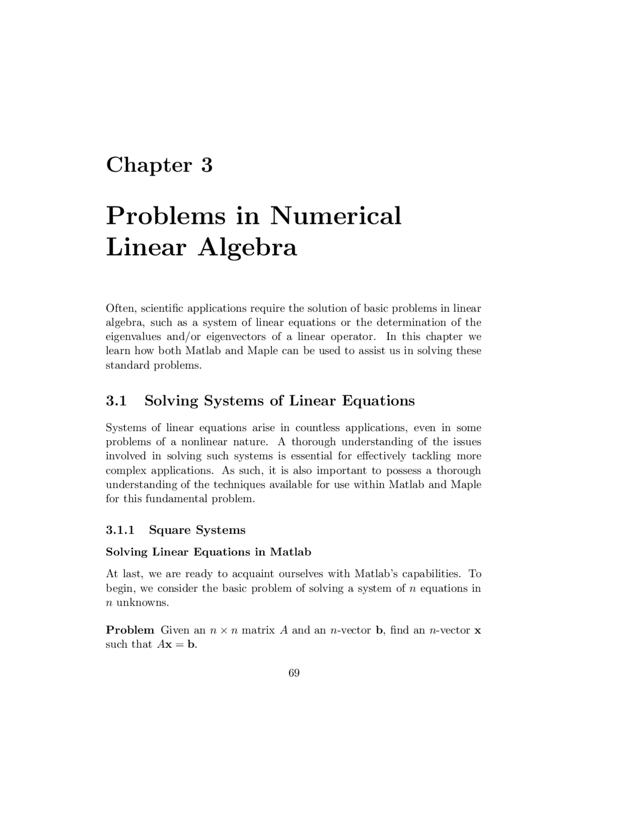 Problems In Numerical Linear Algebra Exam Environ 3 Docsity