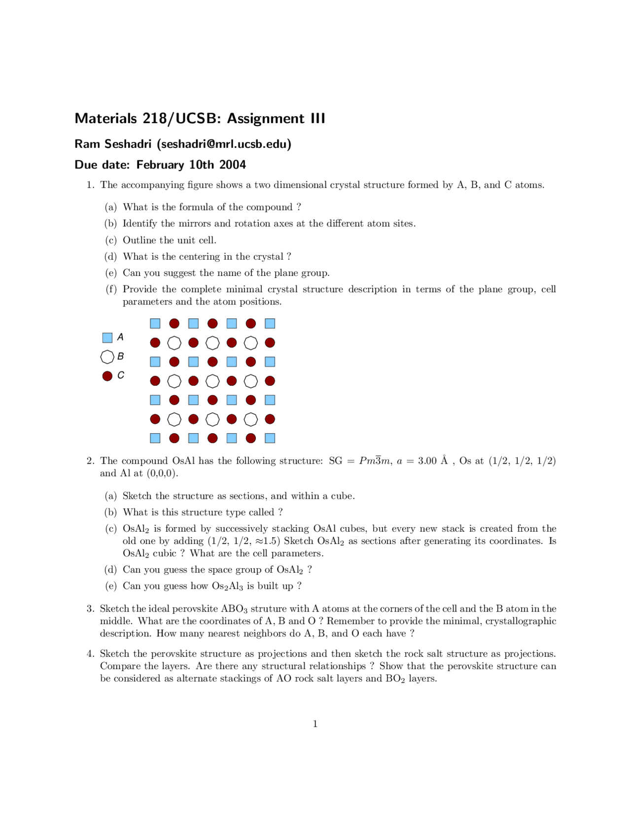 Assignment 3 Introduction To Inorganic Materials Matrl 218 Docsity