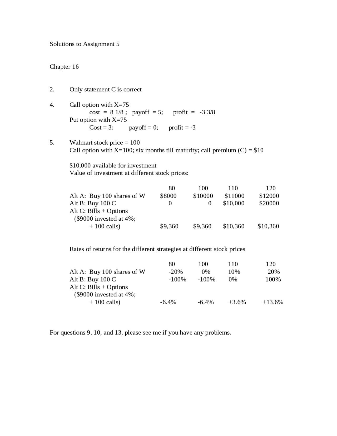 Solutions To Assignment 5 Security Analysis And Portfolio Management