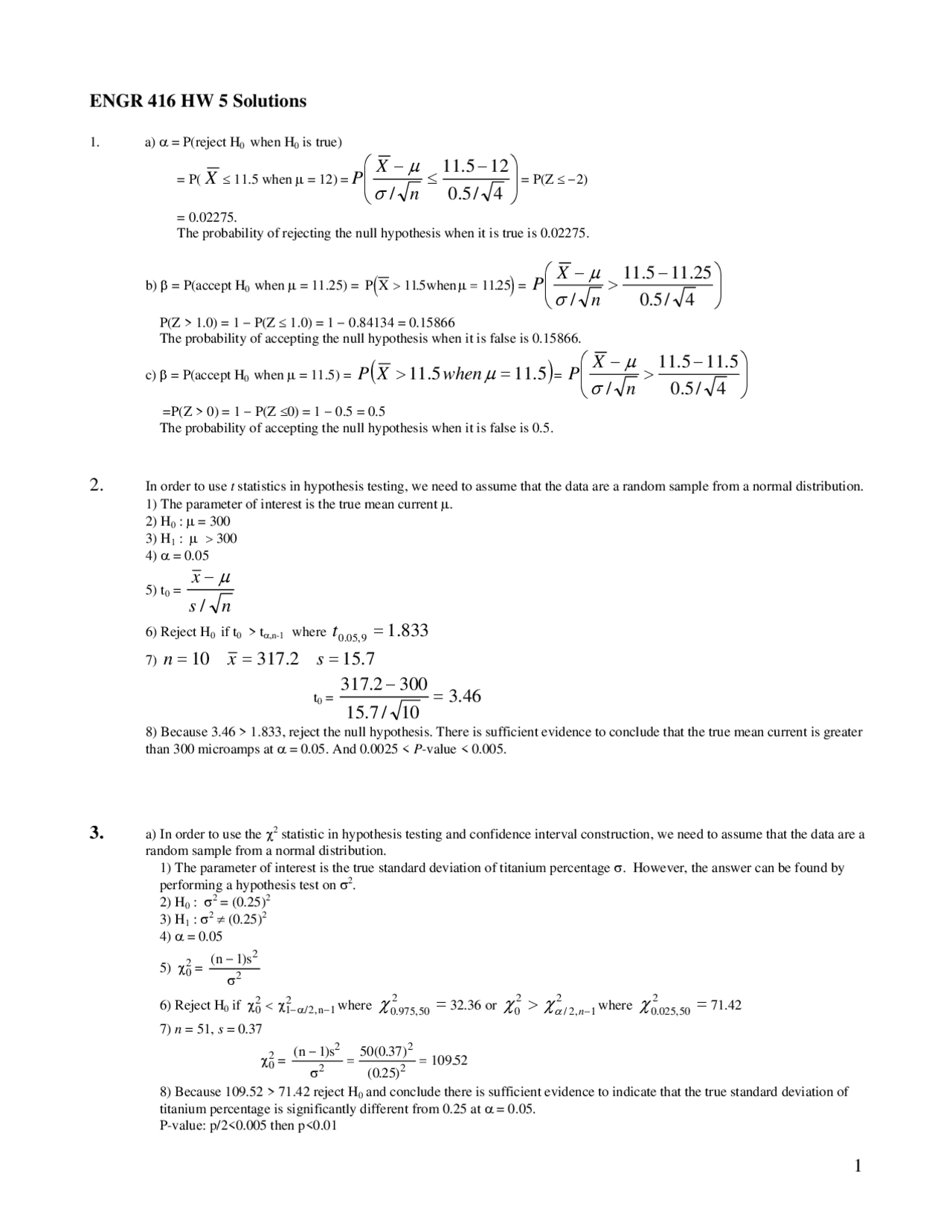 4 Solved problems on probability of Rejection and Acceptance | ENGR 416 - Docsity