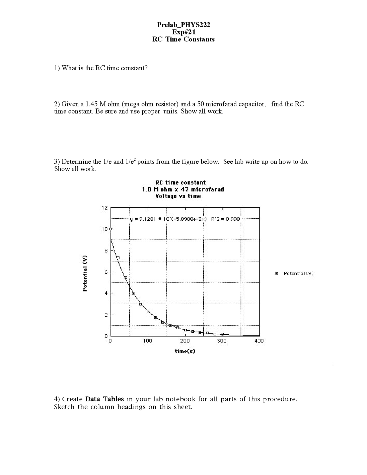 Experiment #21 - RC Time Constants | Phys 222 | Lab Reports Physics ...