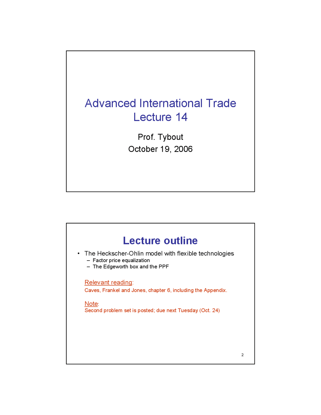 Lecture Slides on Advanced International Trade | ECON 433 | Study notes ...