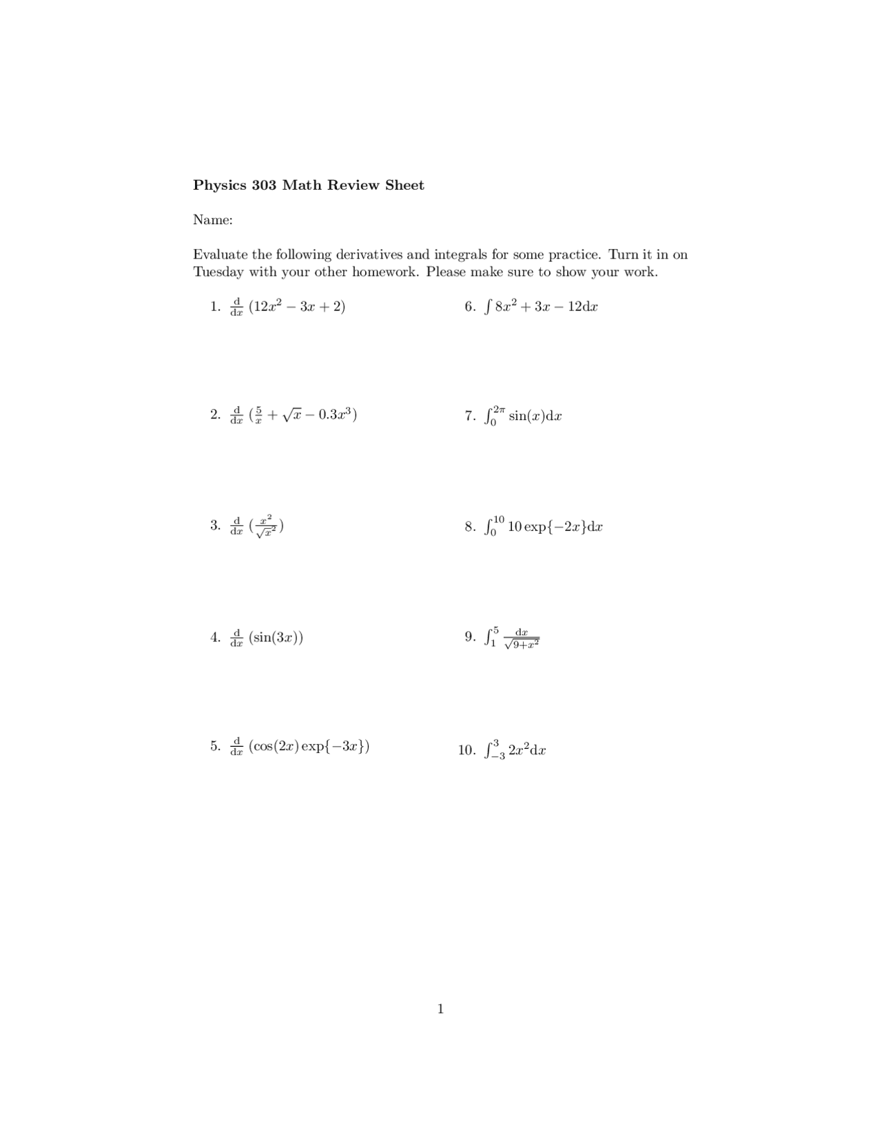 Review Sheet For Physical Theory Phys 303 Docsity