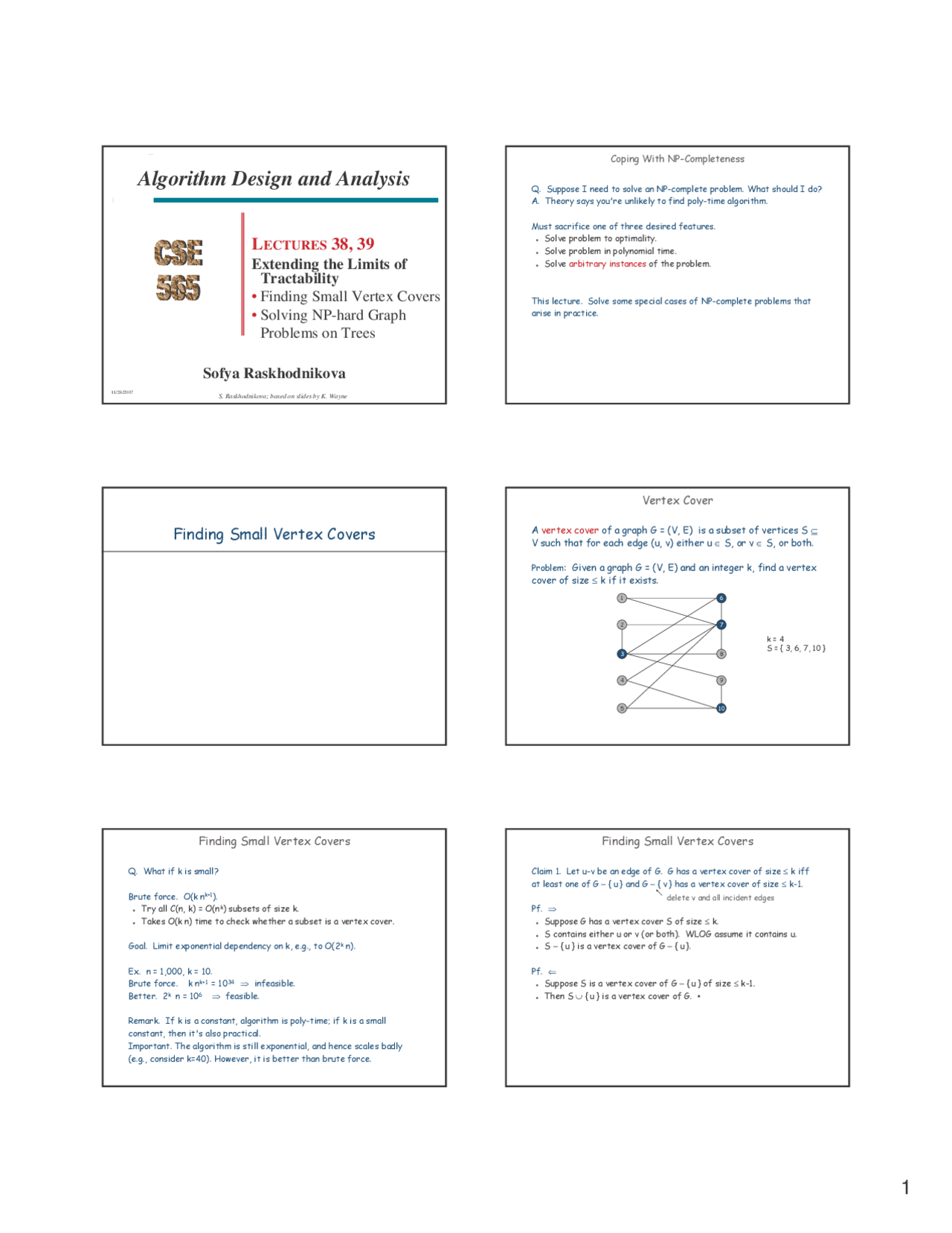 Extending the Limits of Tractability - Algorithm Design and Analysis | CSE 565 - Docsity