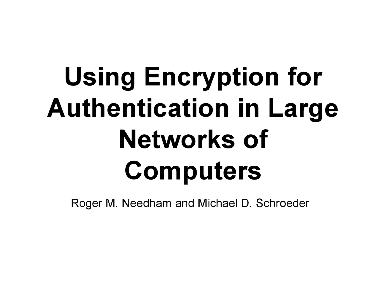 Using Encryption For Authentication In Large Network Of Computer Cse 543 Docsity