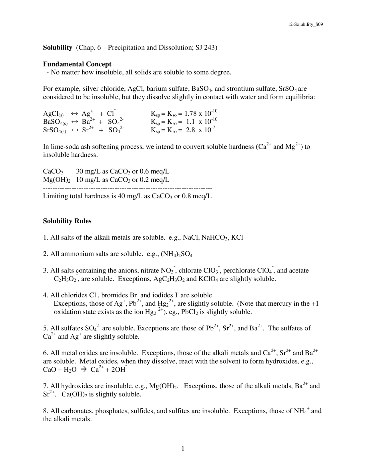 Solubility - Wastewater and Water Quality - Lecture Notes | ENVE 408 ...