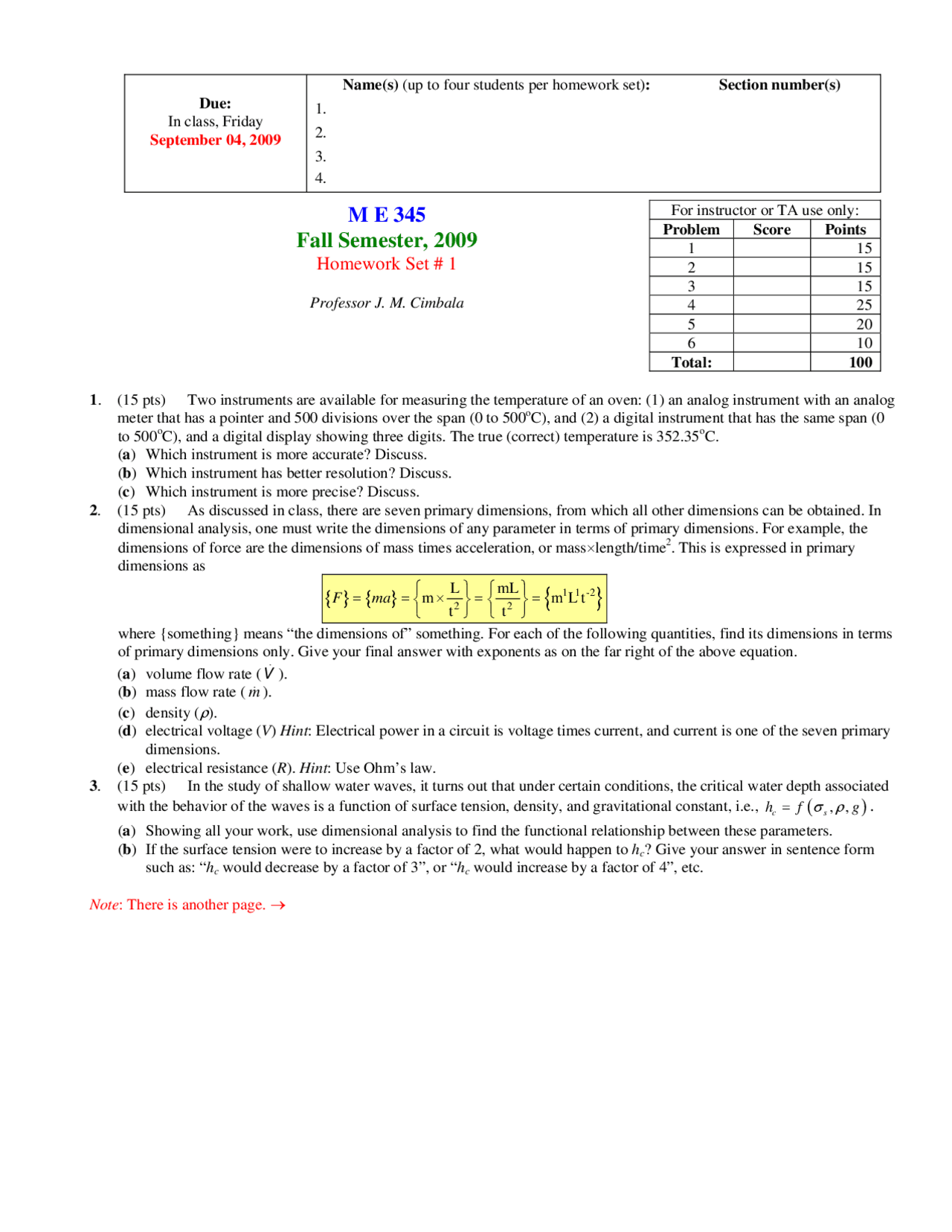 Assignment Instrumentation Measurements And Statistics M E 345
