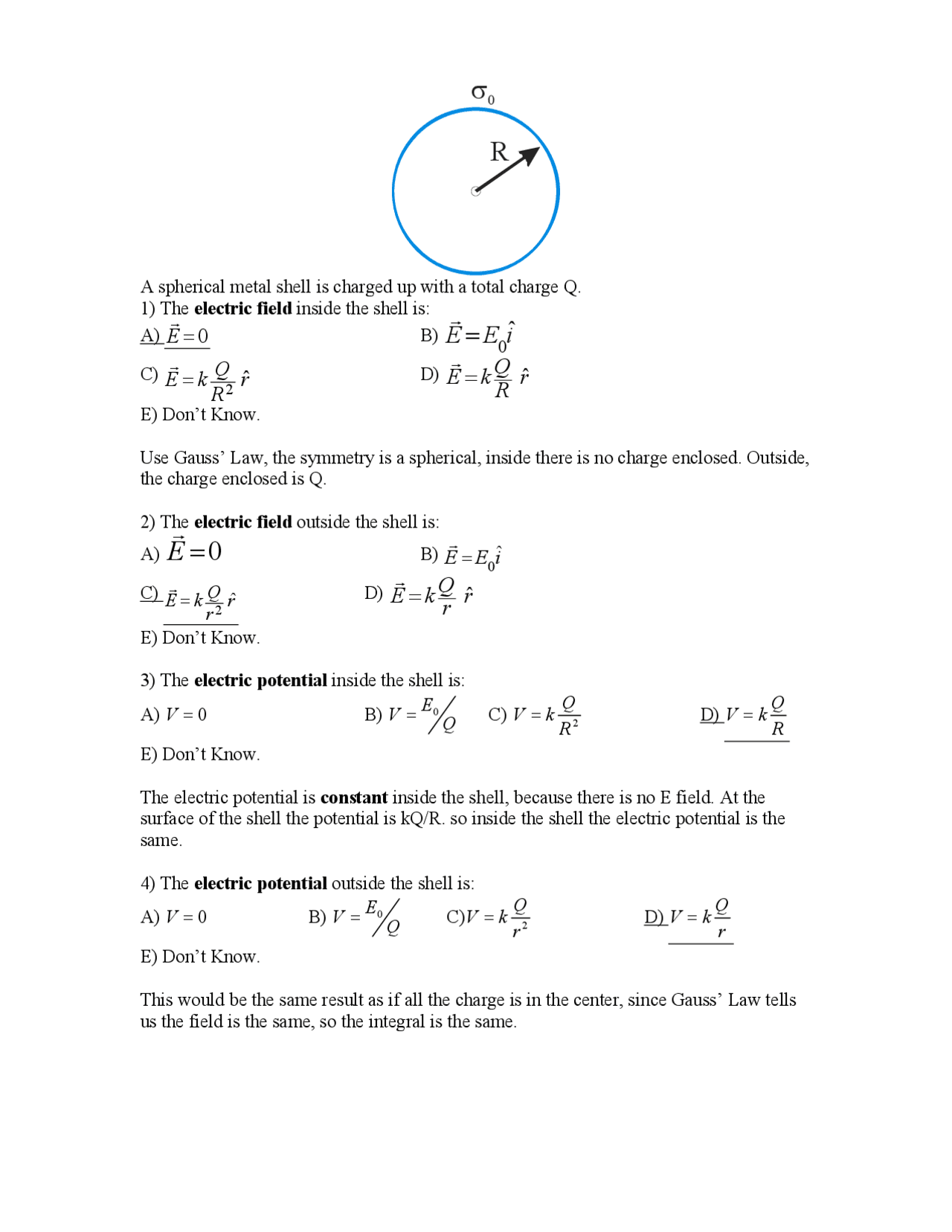 Electric Field Class Quiz General Physics Ii Phys 408 Docsity