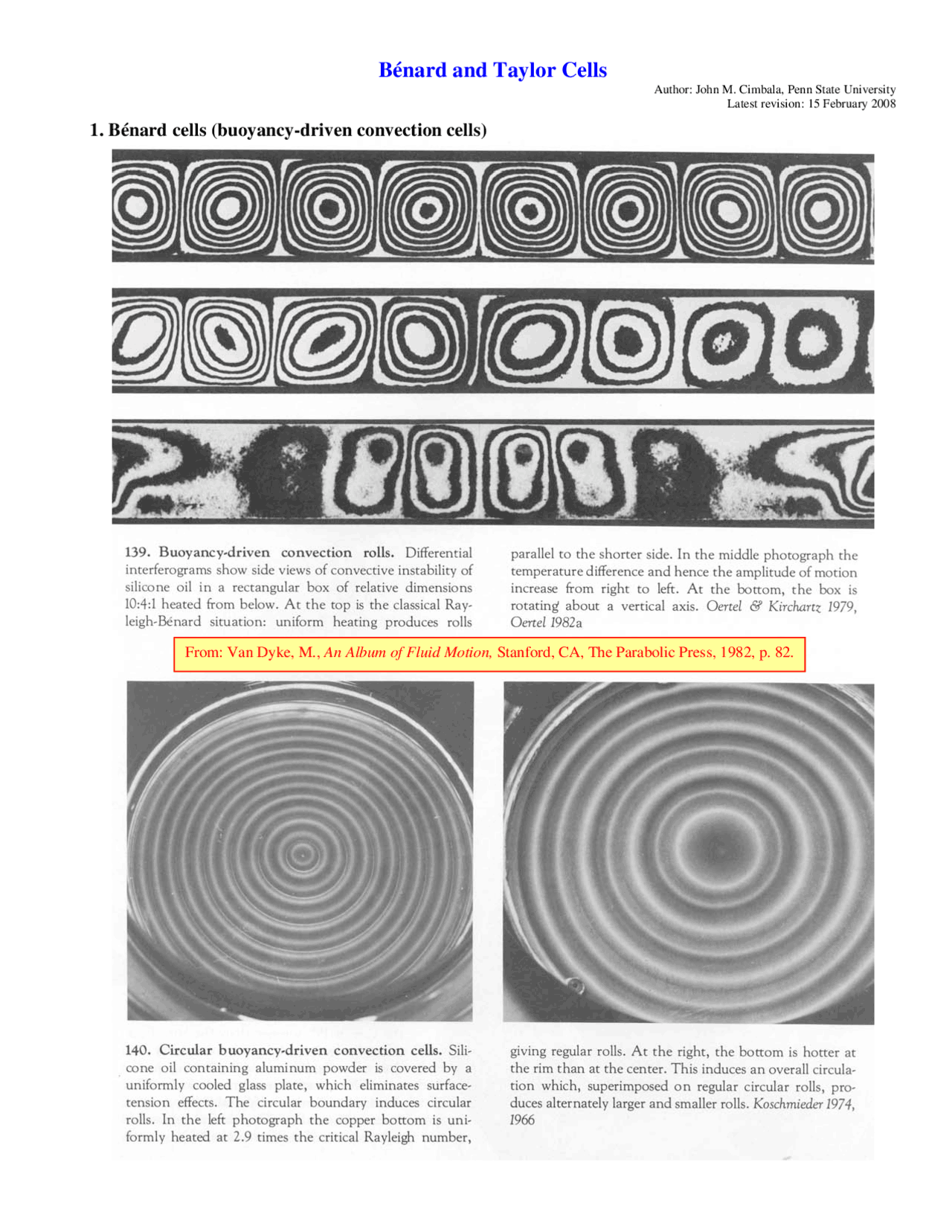 Benard and Taylor Cells in Foundations of Fluid Mechanics I | M E 521 ...