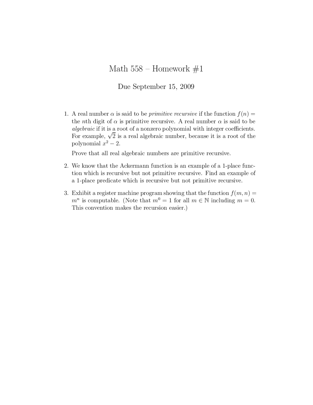 Homework 1 With 3 Practice Problems On Foundations Of Mathematics I