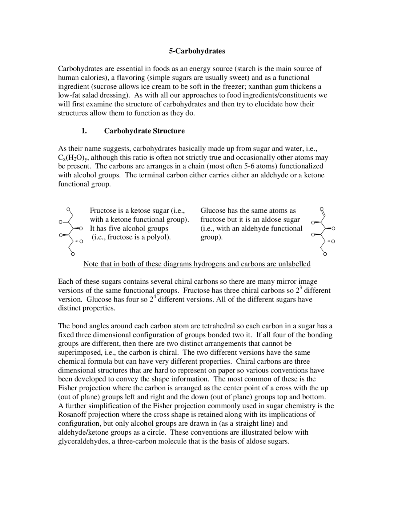 Lecture Notes on Carbohydrates - Food Chemistry | FD SC 400 | Study ...
