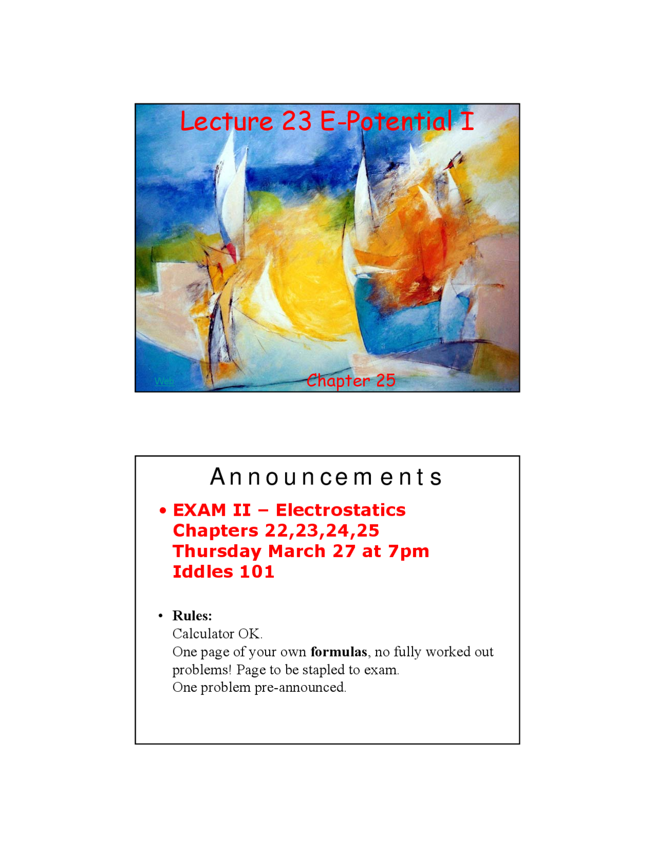 Electric Potential I Lecture Slides Phys 408 Docsity