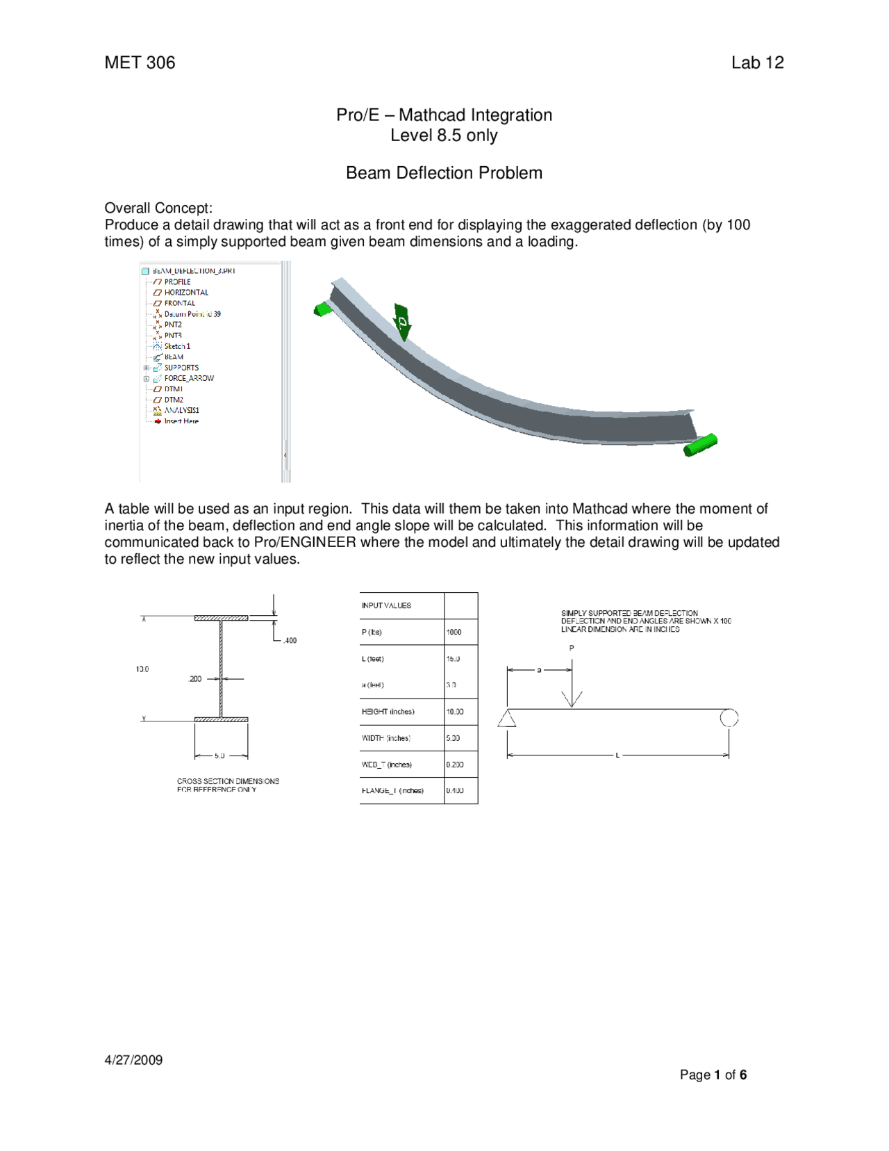 Beam Deflection Problem - Laboratory Report 12 | MET 306 - Docsity