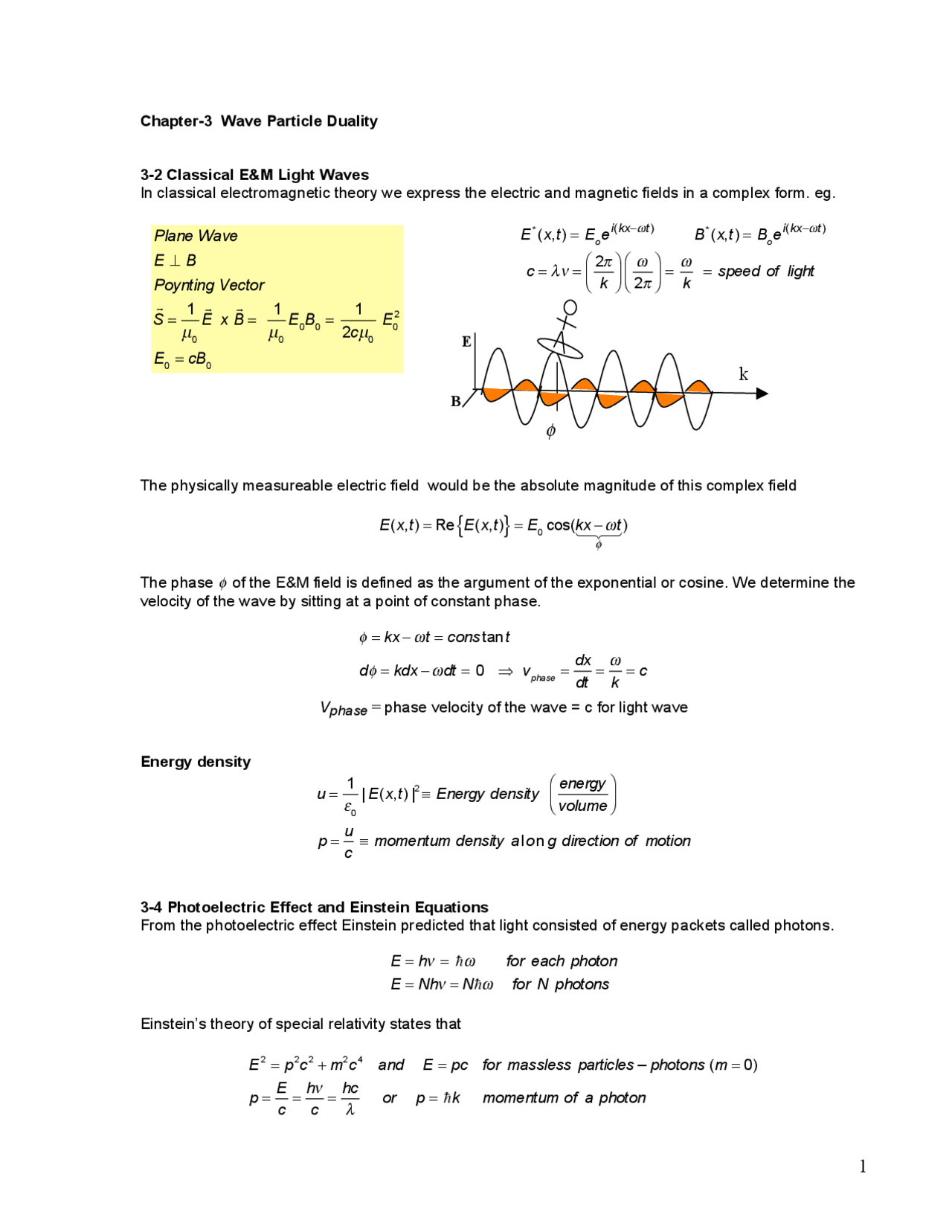 Lecture Notes On Wave Particle Duality Phys 451 Docsity