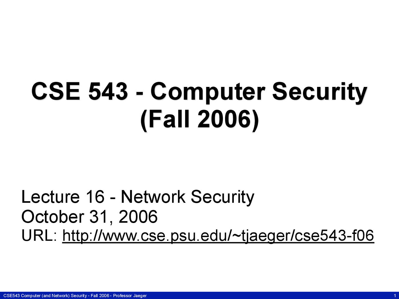 Network Security -Computer Security | CSE 543 - Docsity