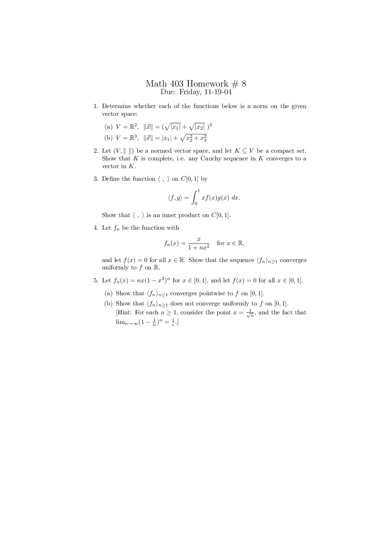 5 Problems On Convergence Series And Functions Assignment 8 Math
