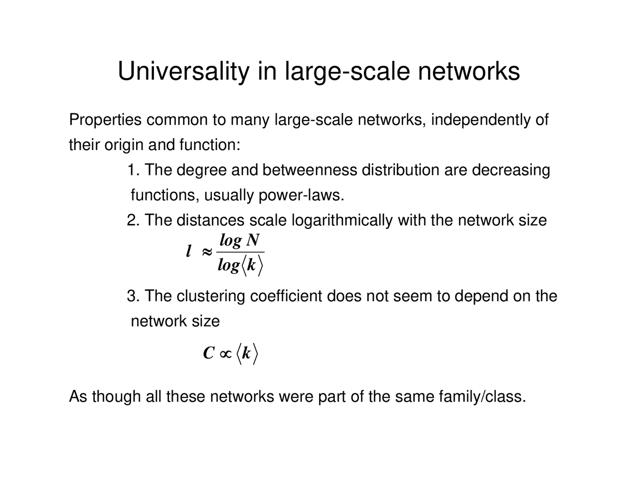 Universality In Large Scale Networks Introduction To Neuroscience