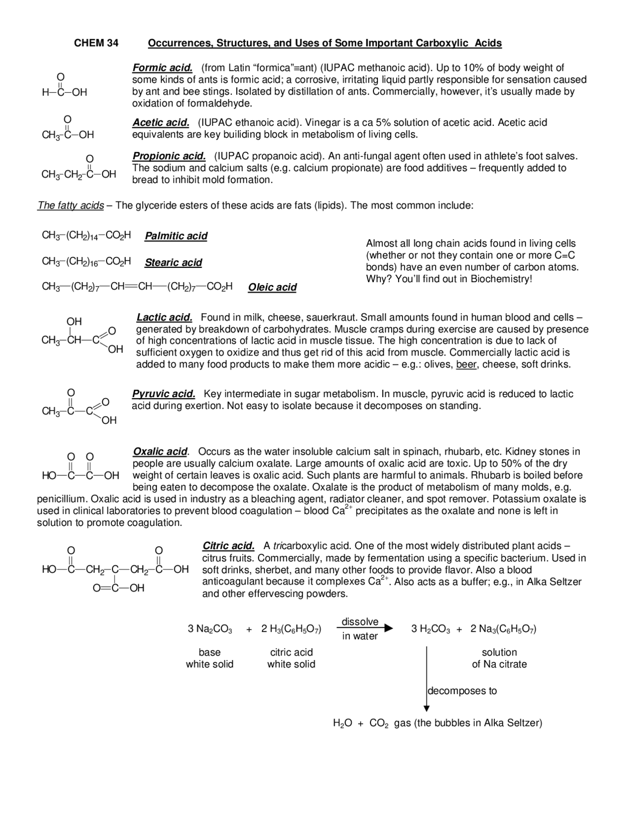 Occurrences, Structures and Carboxylic Acids - Lecture Notes | CHEM 202 ...