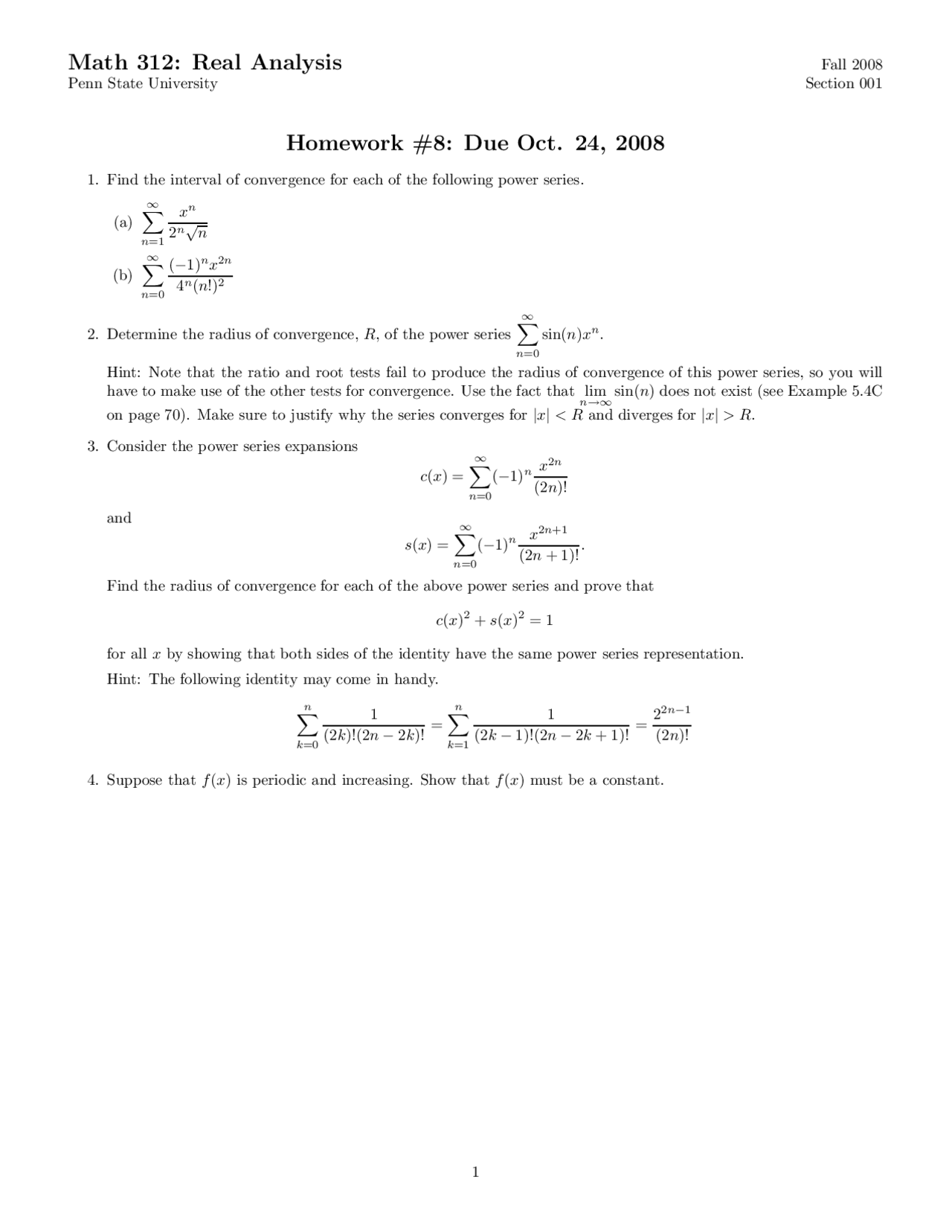 4 Practice Problems On Concepts Of Real Analysis Homework 8 Math