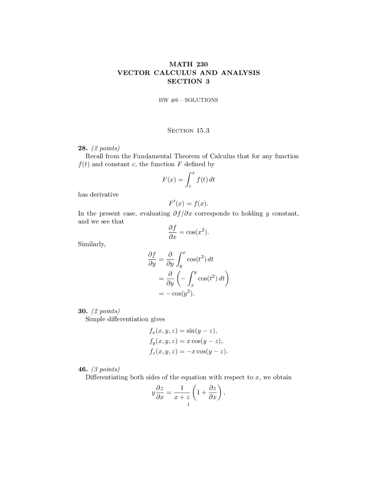 Fundamental Theorem Calculus And Vector Analysis Math 230 Docsity