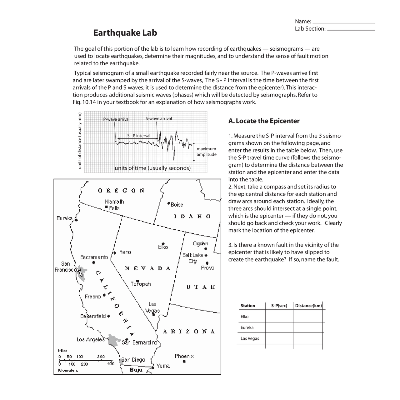 Earthquake Laboratory Physical Geology Geosc 001 Docsity