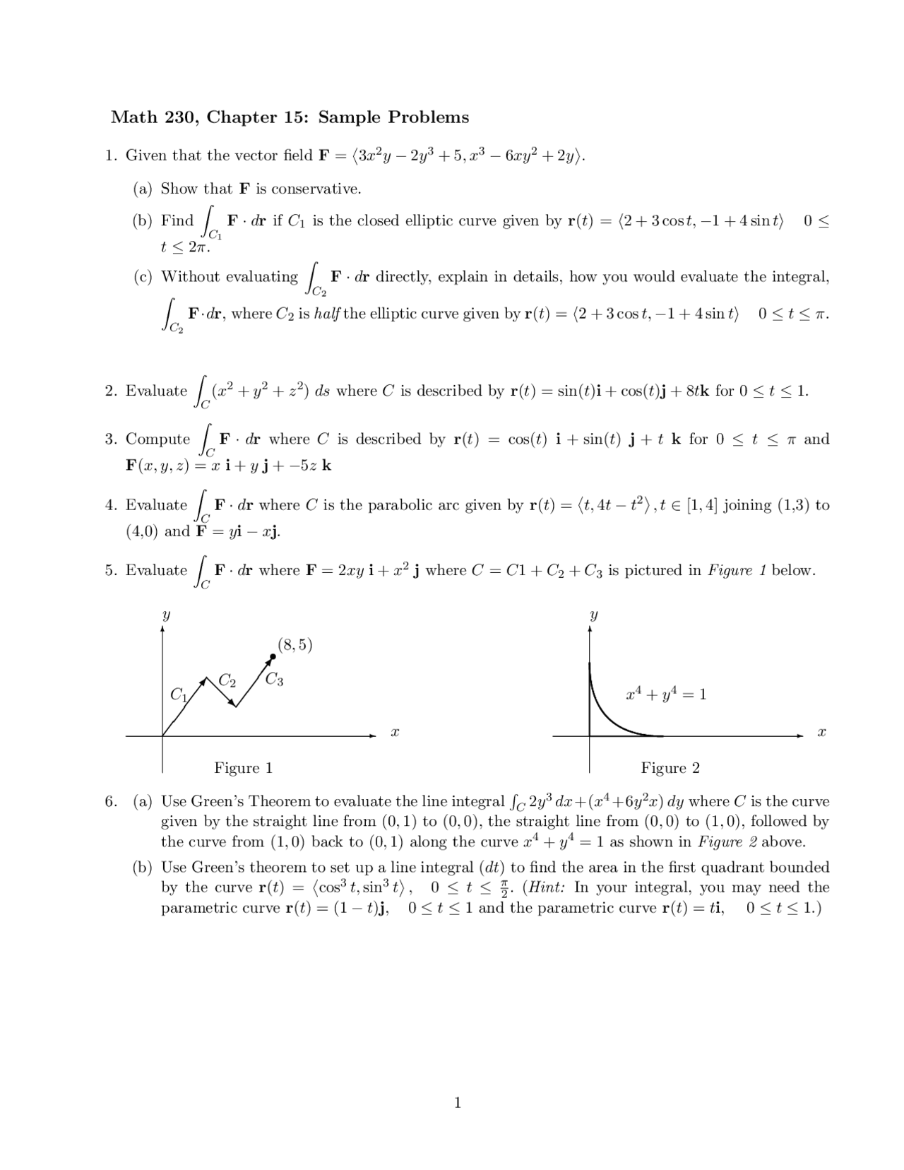 12 Sample Problems on Calculus and Vector Analysis - Assignment | MATH 230 - Docsity