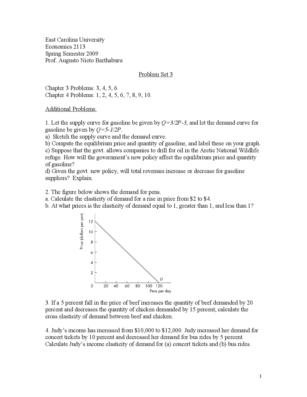 Problem Set 3 For Principles Of Microeconomics Econ 2113