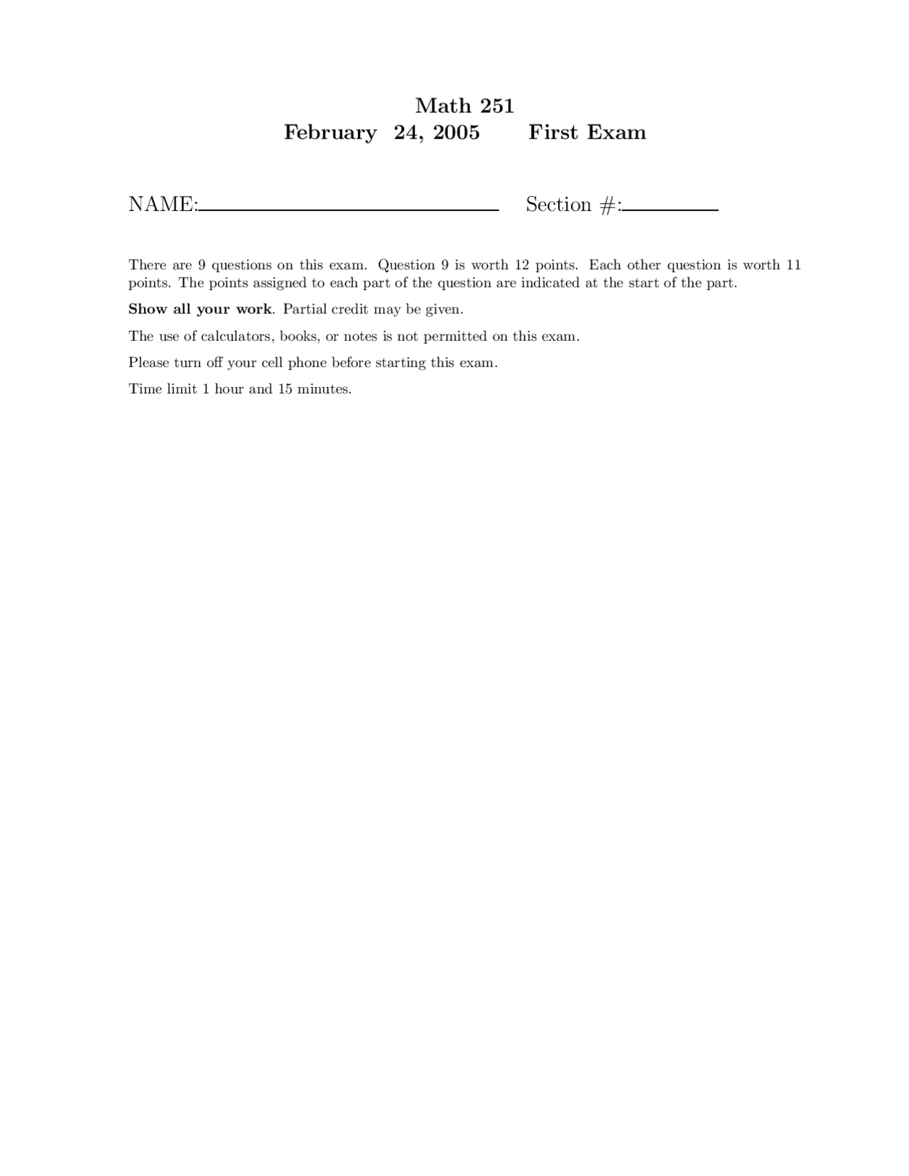 9 Problems First Exam On Ordinary And Partial Differential Equations