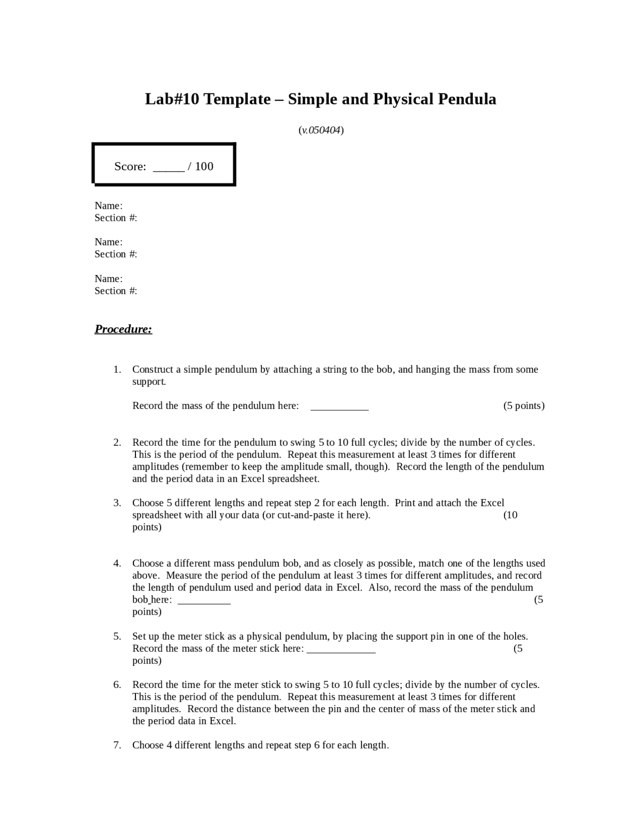 Simple and Physical Pendula - Laboratory Report | PHYS 250 - Docsity