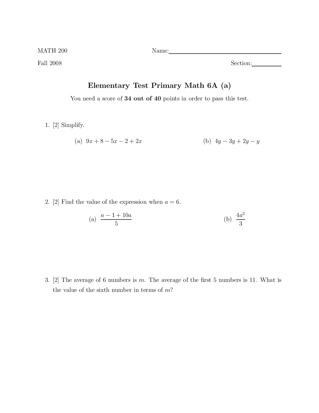 Practice Problems on Problem Solving in Mathematics - Test 6A | MATH ...