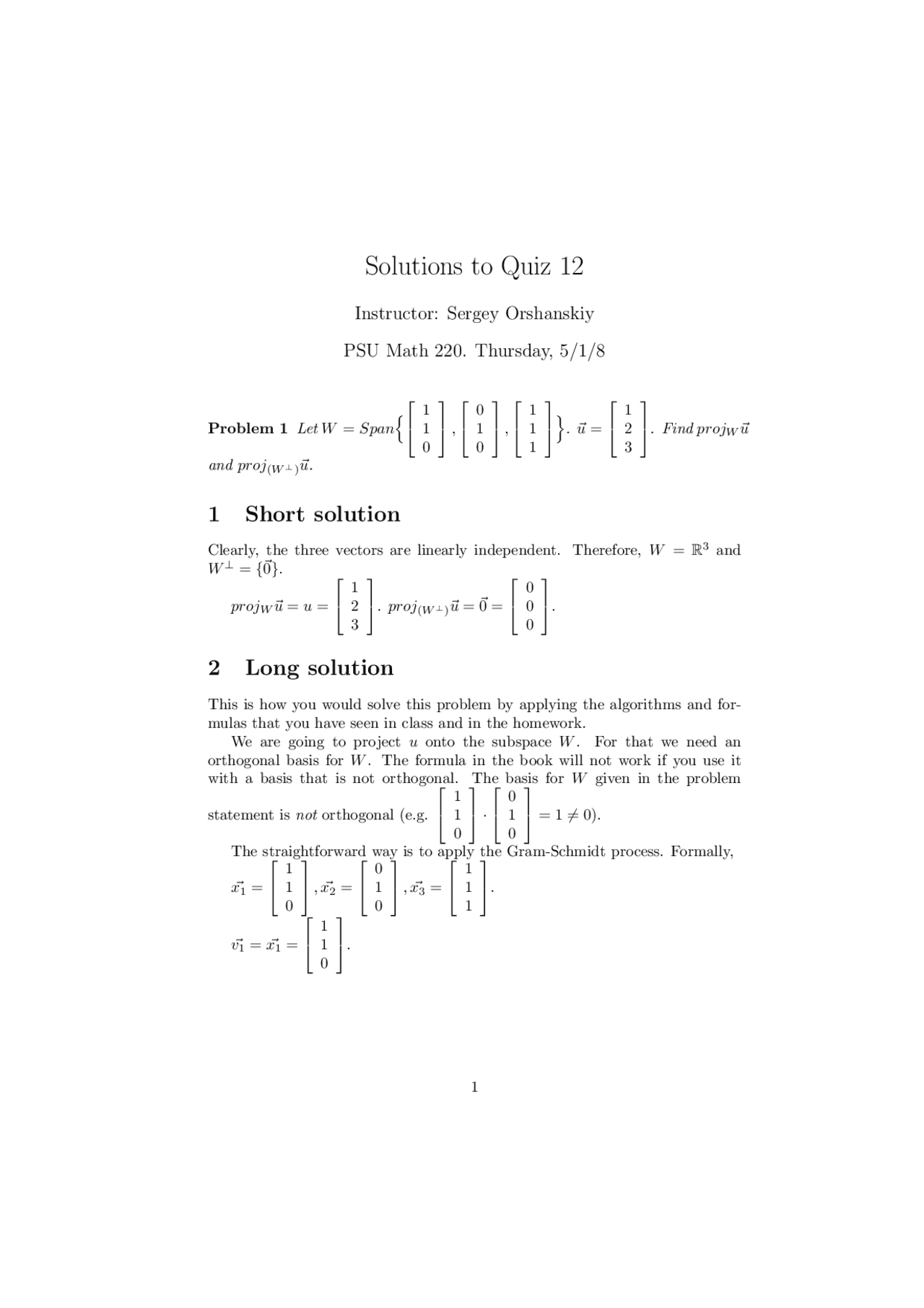 Solutions To Practice Quiz 12 Matrices Math 220 Docsity
