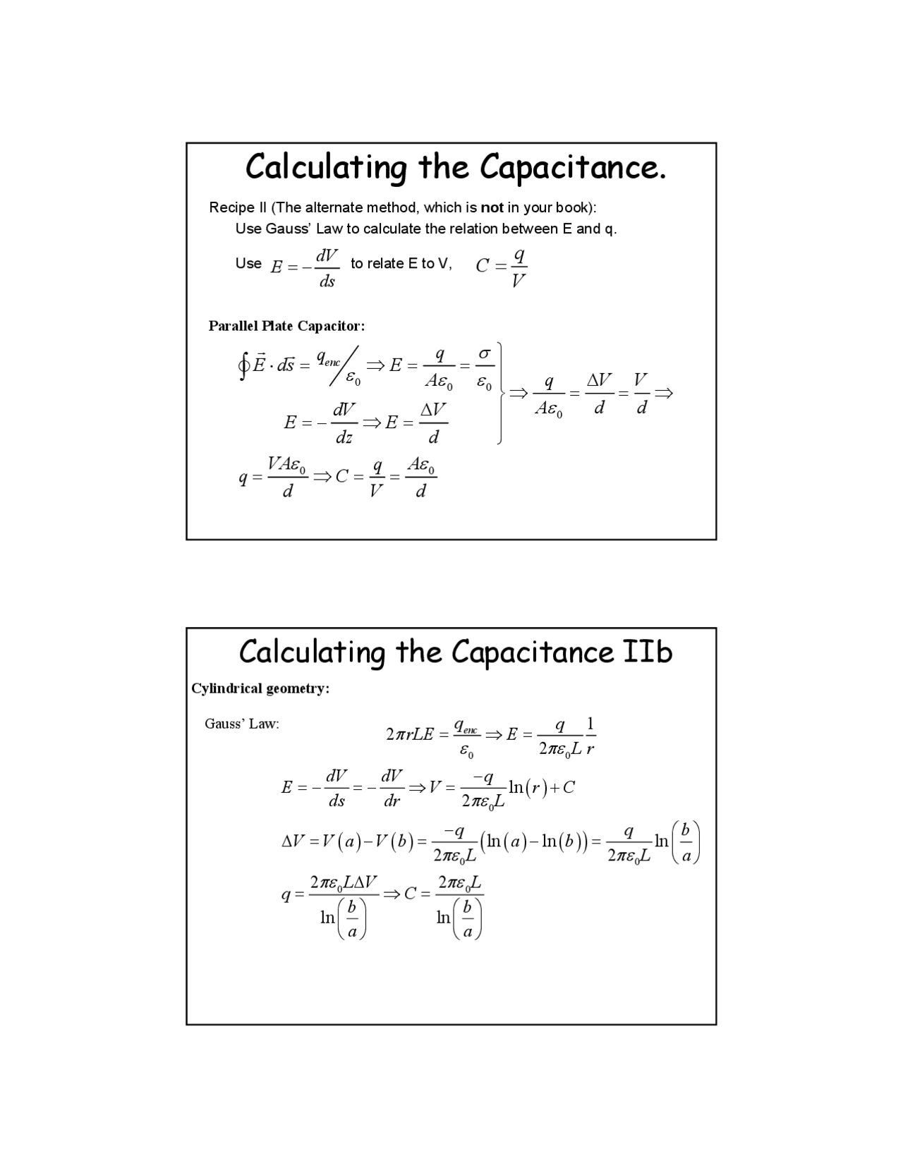 Calculating The Capacitance Lecture Slides Phys 408 Docsity