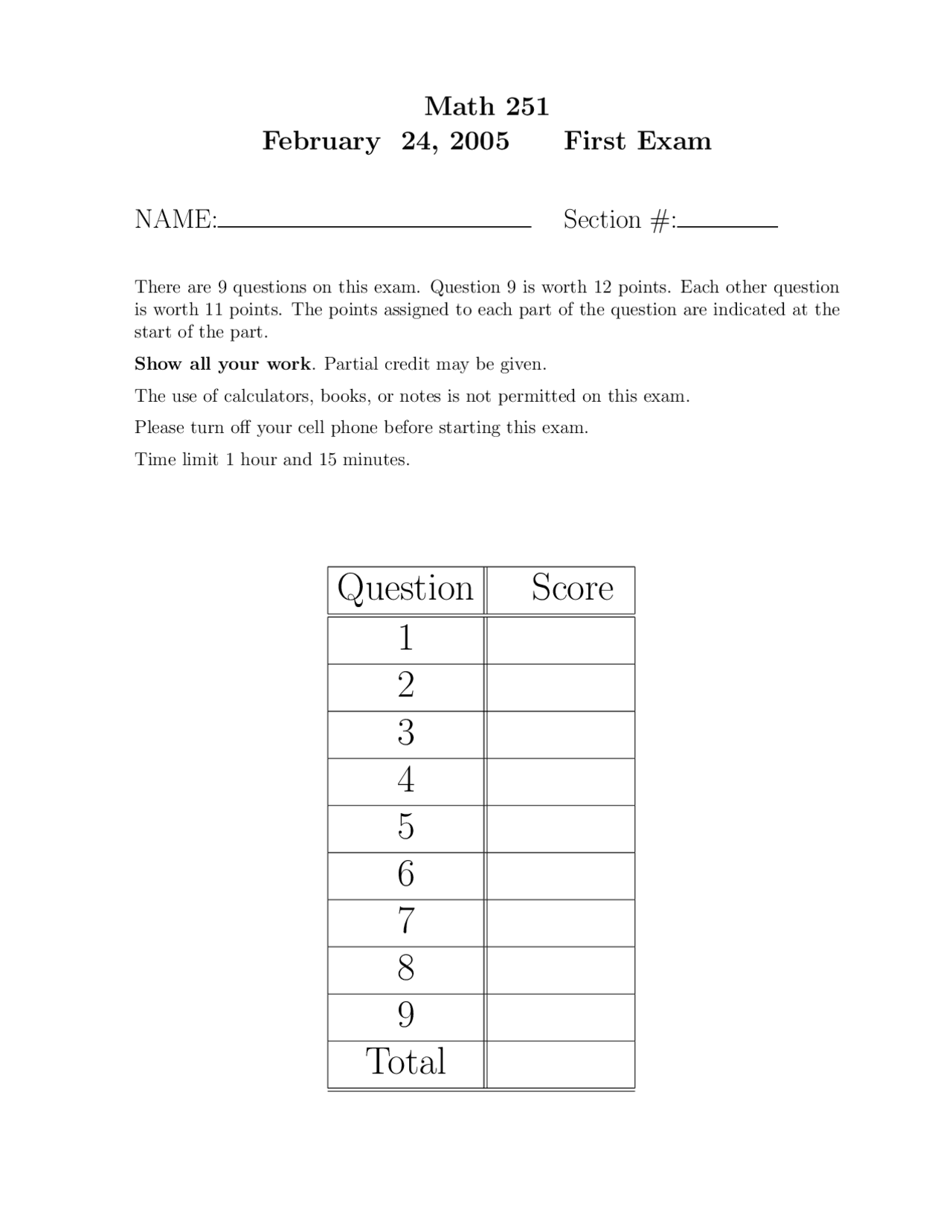 9 Questions For Exam 1 Ordinary And Partial Differential Equations
