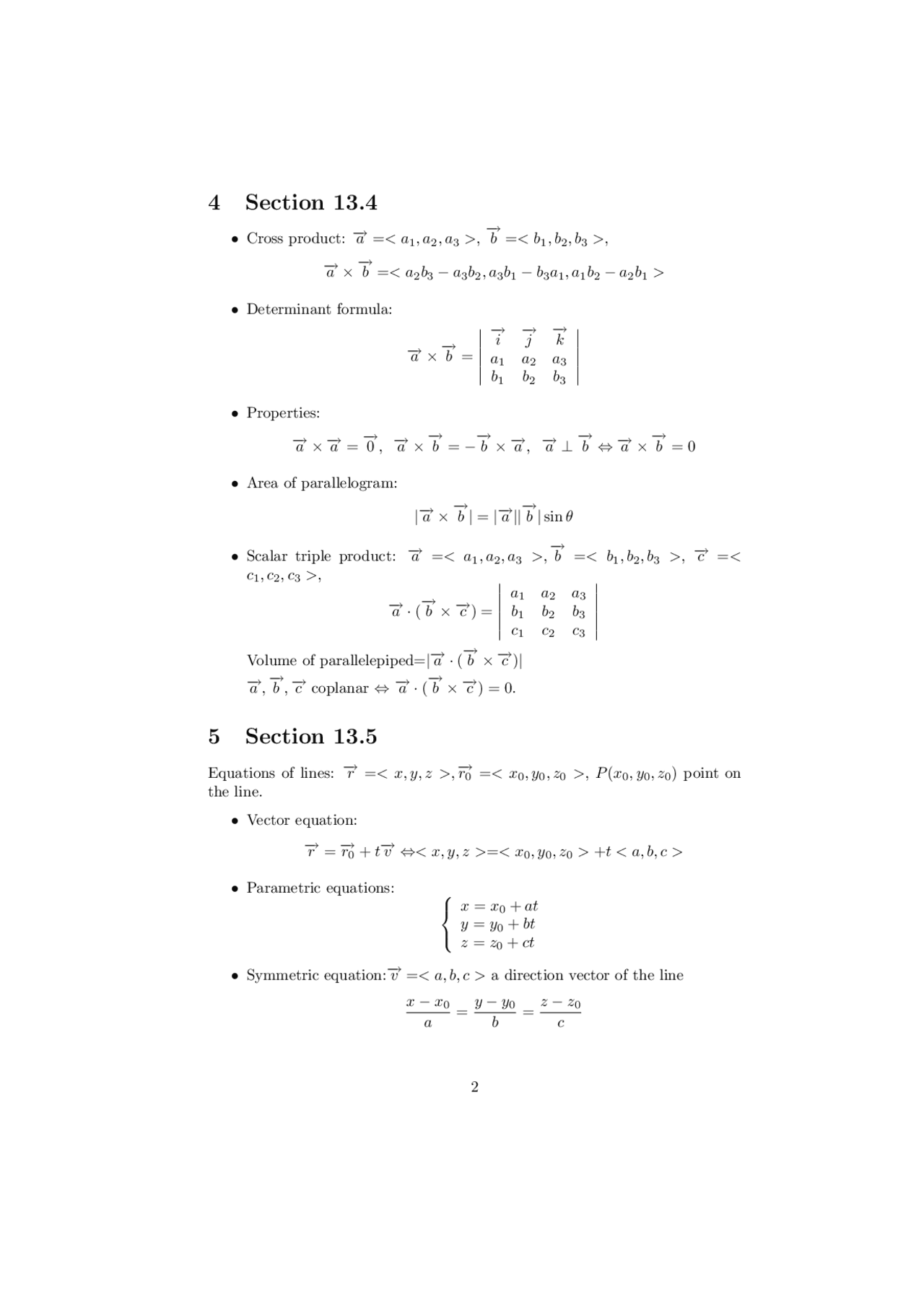 Review Sheet For Exam On Calculus And Vector Analysis Math 230 Docsity