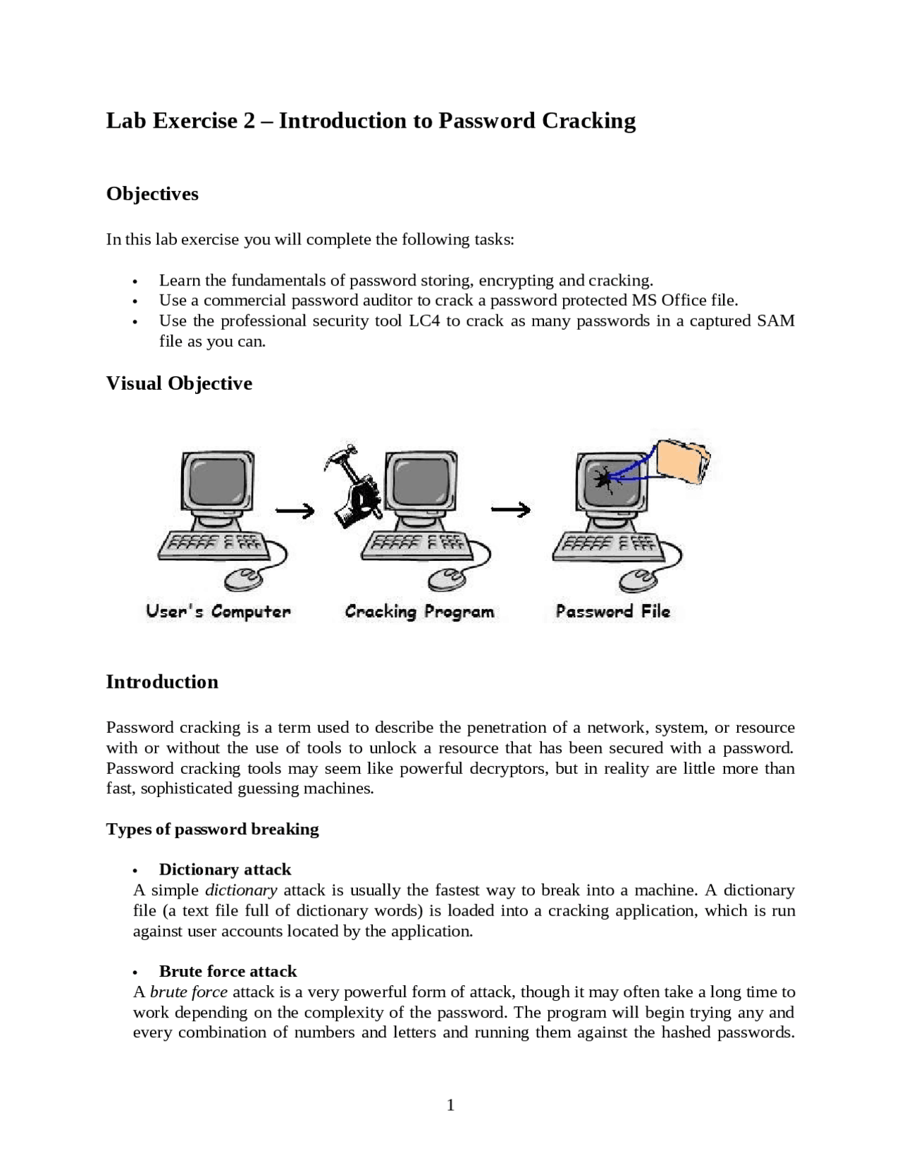 Introduction To Password Cracking Information Security Handout Sra 221 Docsity