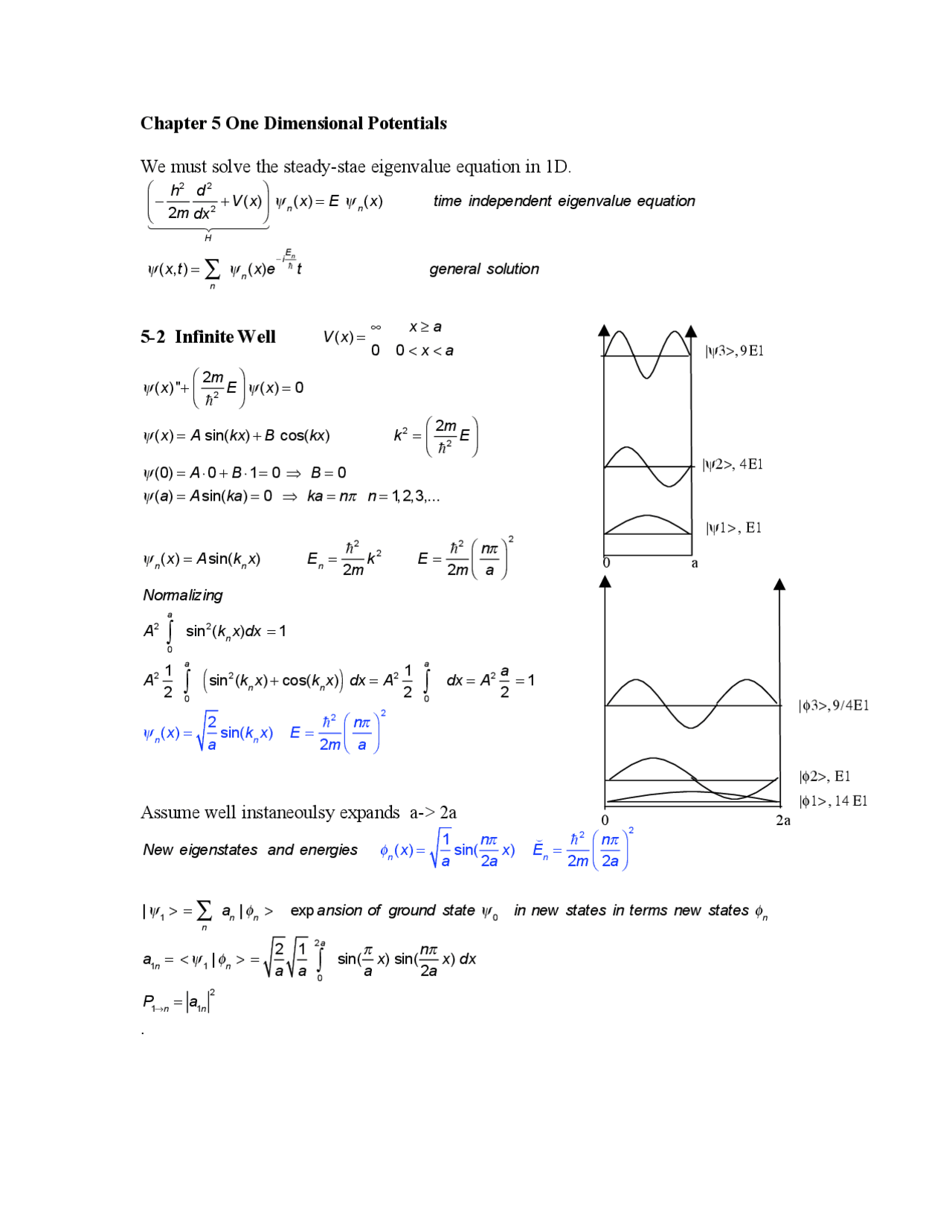 One Dimensional Potentials Lecture Notes Phys 451 Docsity