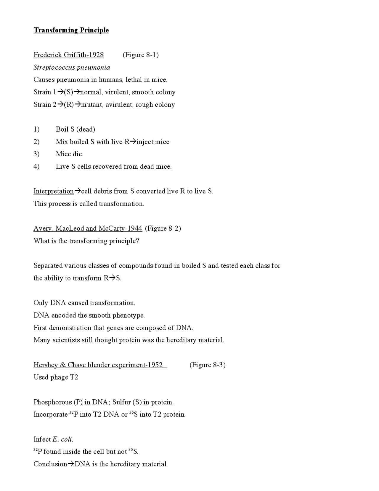 Notes On Transforming Principle Genetics Biol 222 Docsity