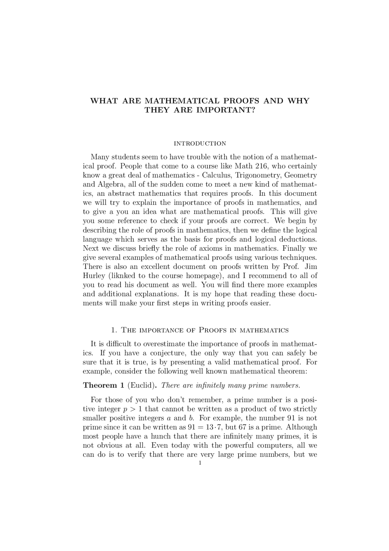 What Are Mathematical Proofs And Why Are They Important Math 3230 Docsity