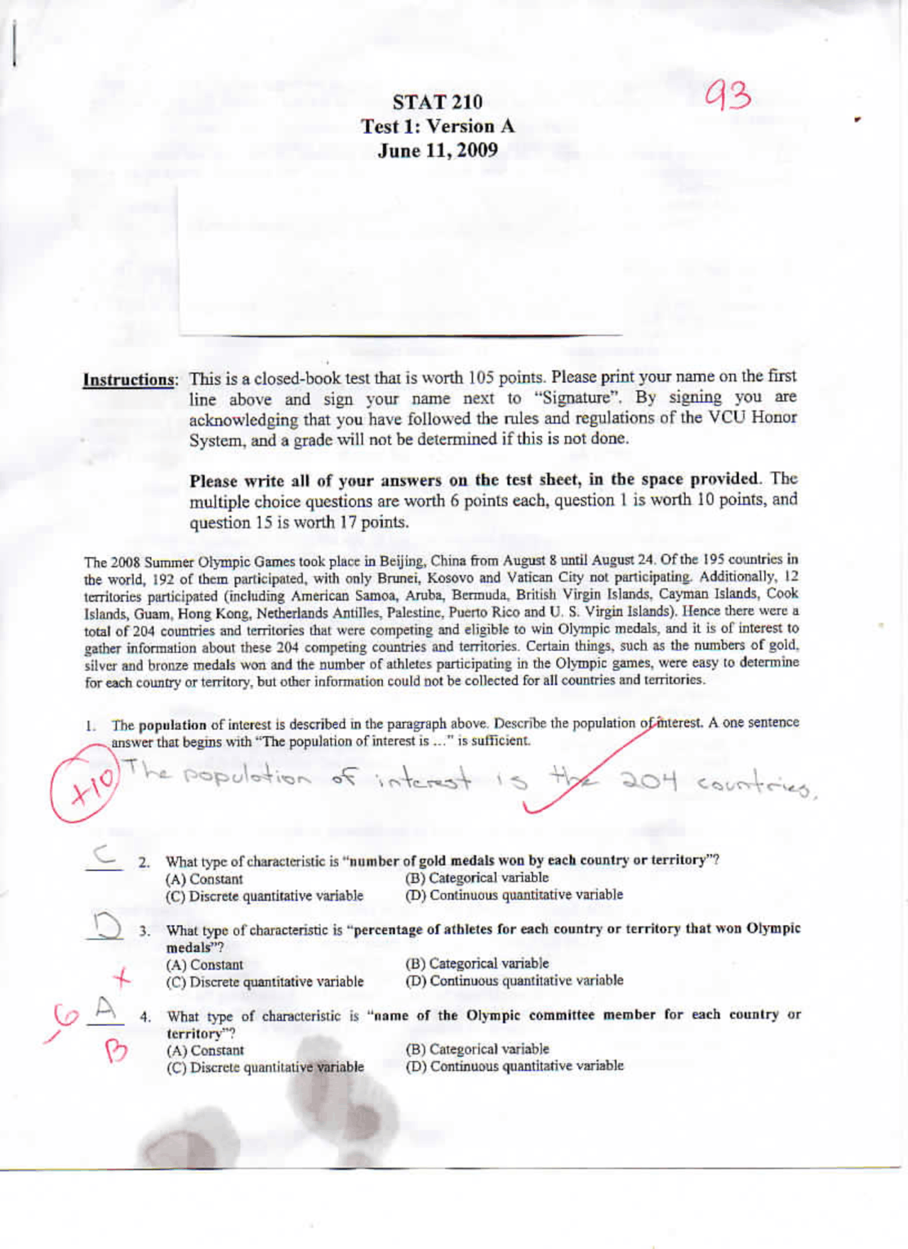 Test 1 Answer Solution Optimization Techniques Stat 210 Docsity